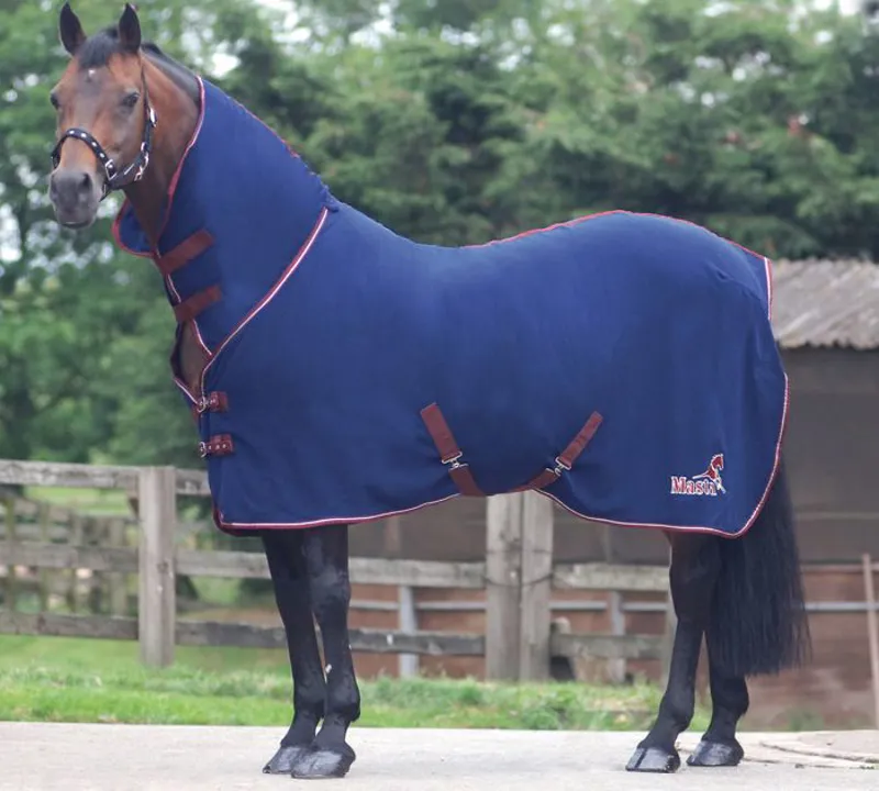 Masta Wembley Full Neck Show Fleece Combo Rug - Navy/Burgundy