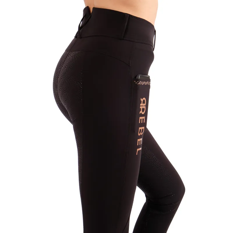 Montar Rebel High Waist Full Grip Ladies Breeches - Black