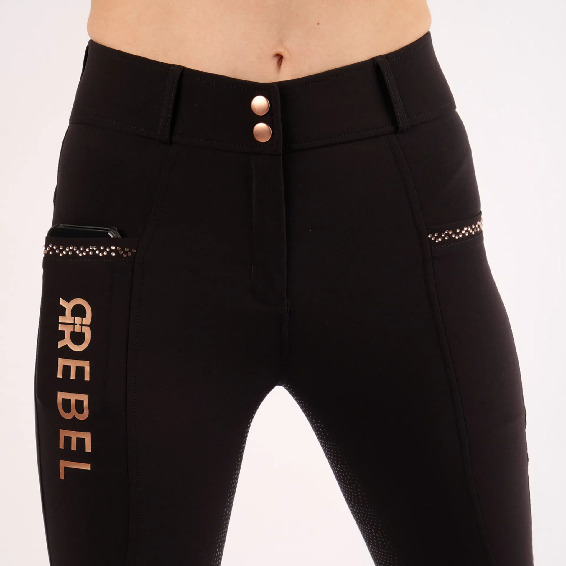 Montar Rebel High Waist Full Grip Ladies Breeches - Black