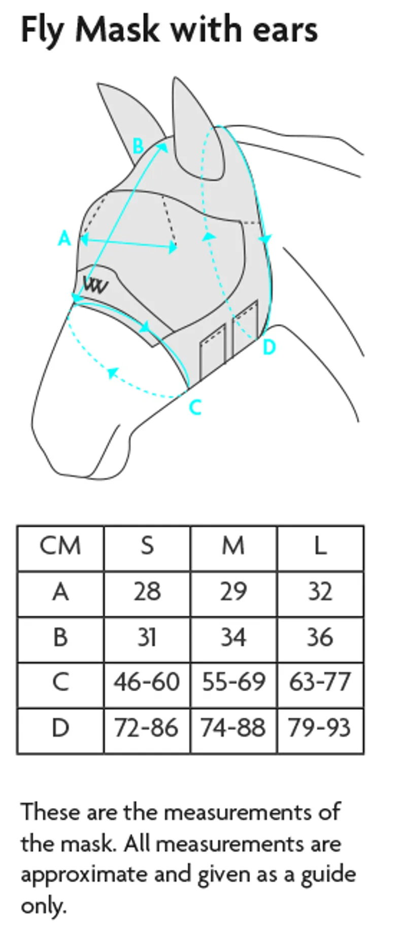 Woof Wear UV Fly Mask With Ears - Black/Turquoise