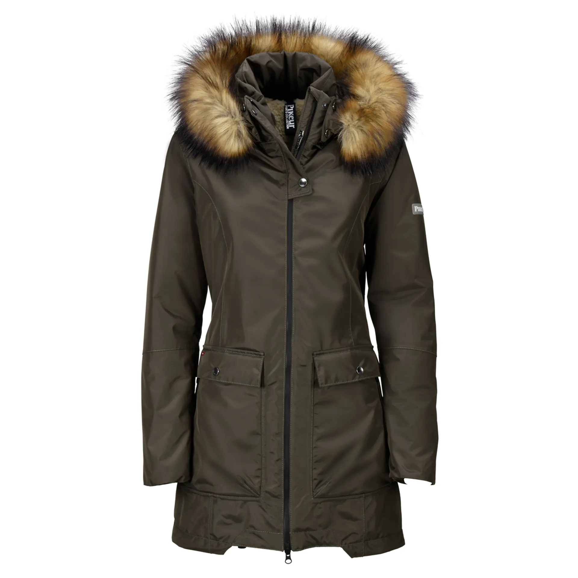 Pikeur Corvina Waterproof Ladies Long Parka Jacket - Dark Olive