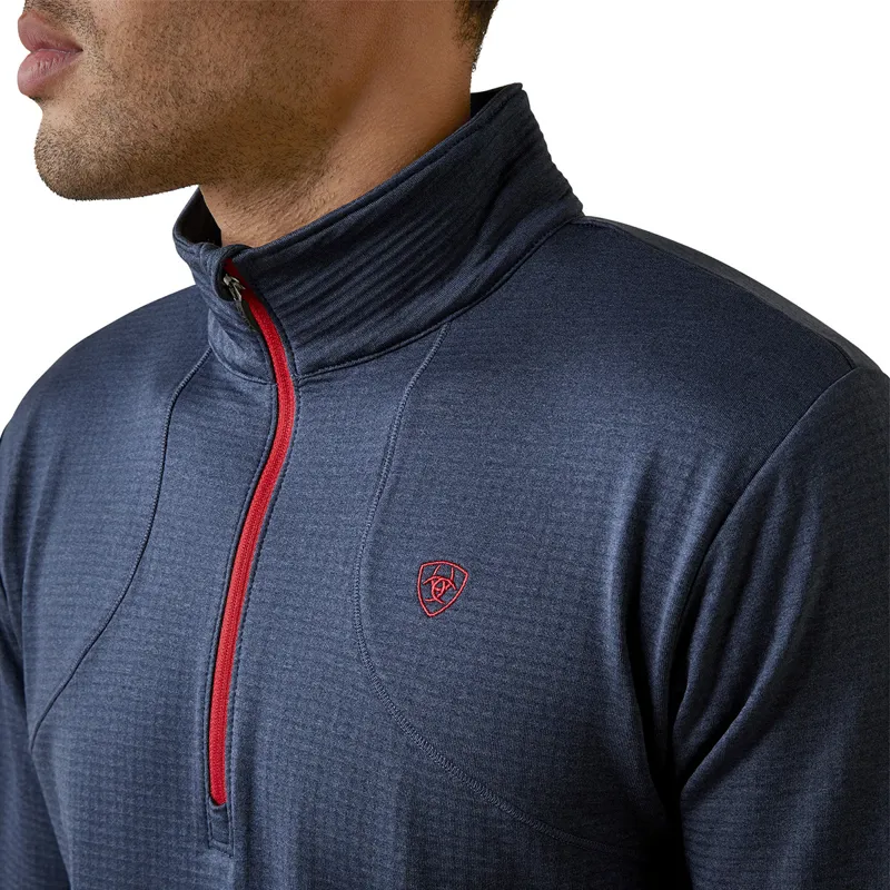 Ariat Mens Team Gridwork 1/4 Zip Base Layer - Navy