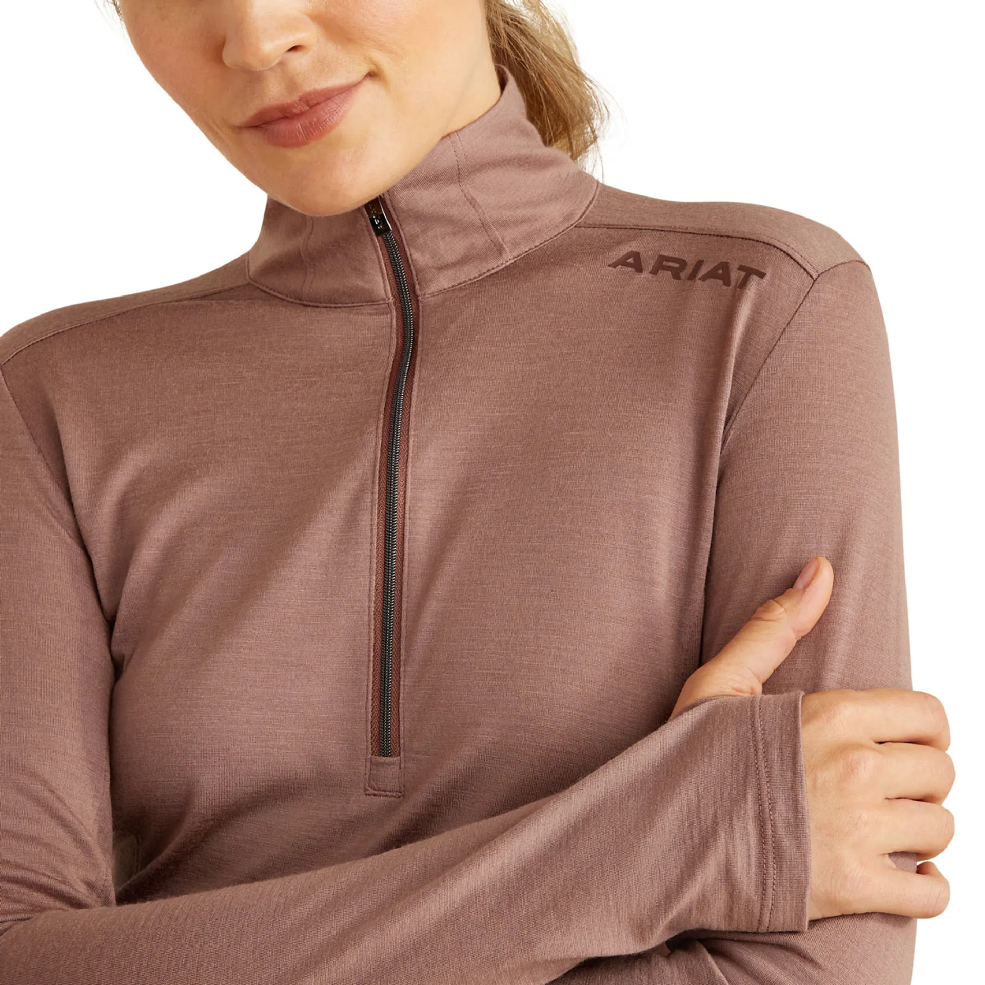 Ariat Cheviot 1/2 Zip Ladies Base Layer Top - Twilight Mauve