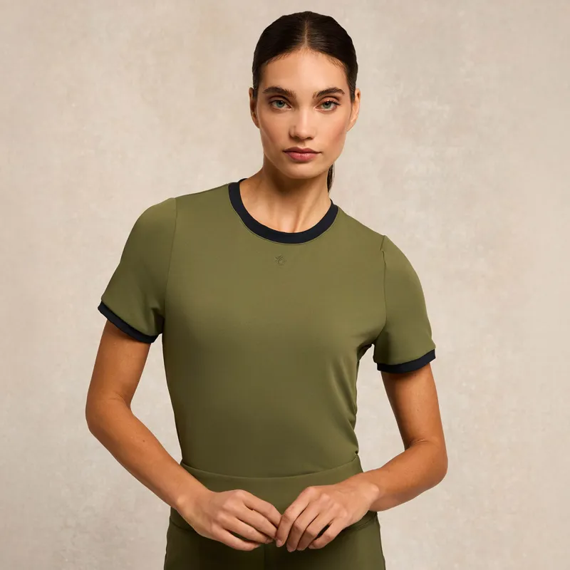 Holland Cooper Chiltern Ringer Ladies Tee - Spring Green