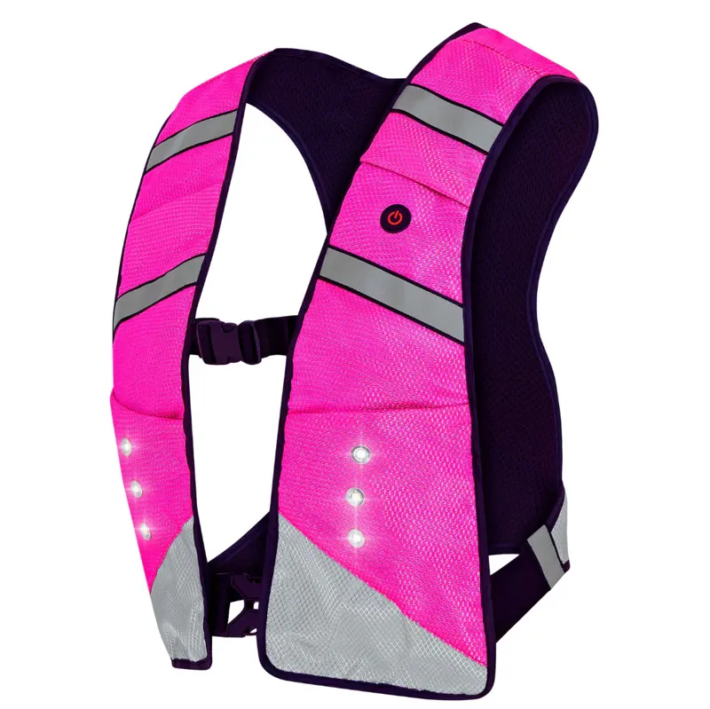 Equi Light Pro Hi-Viz LED Adults Rider Vest - Pink/Silver