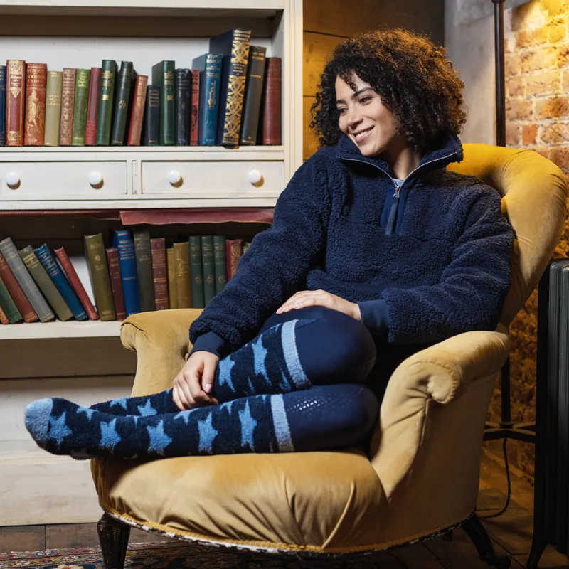 LeMieux Sasha Star Fluffies Adults Tall Socks - Atlantic