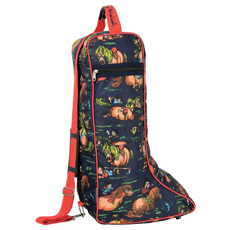 Hy Equestrian Thelwell Practice Makes Perfect Boot Bag - Navy/Red