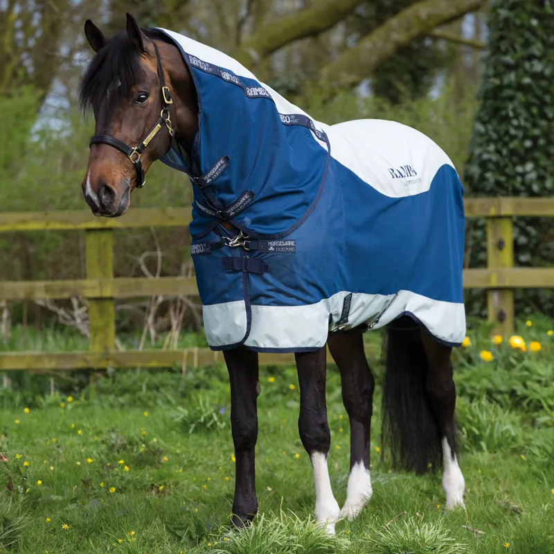 Rambo Summer Series V-Front Turnout Rug - Navy/Grey