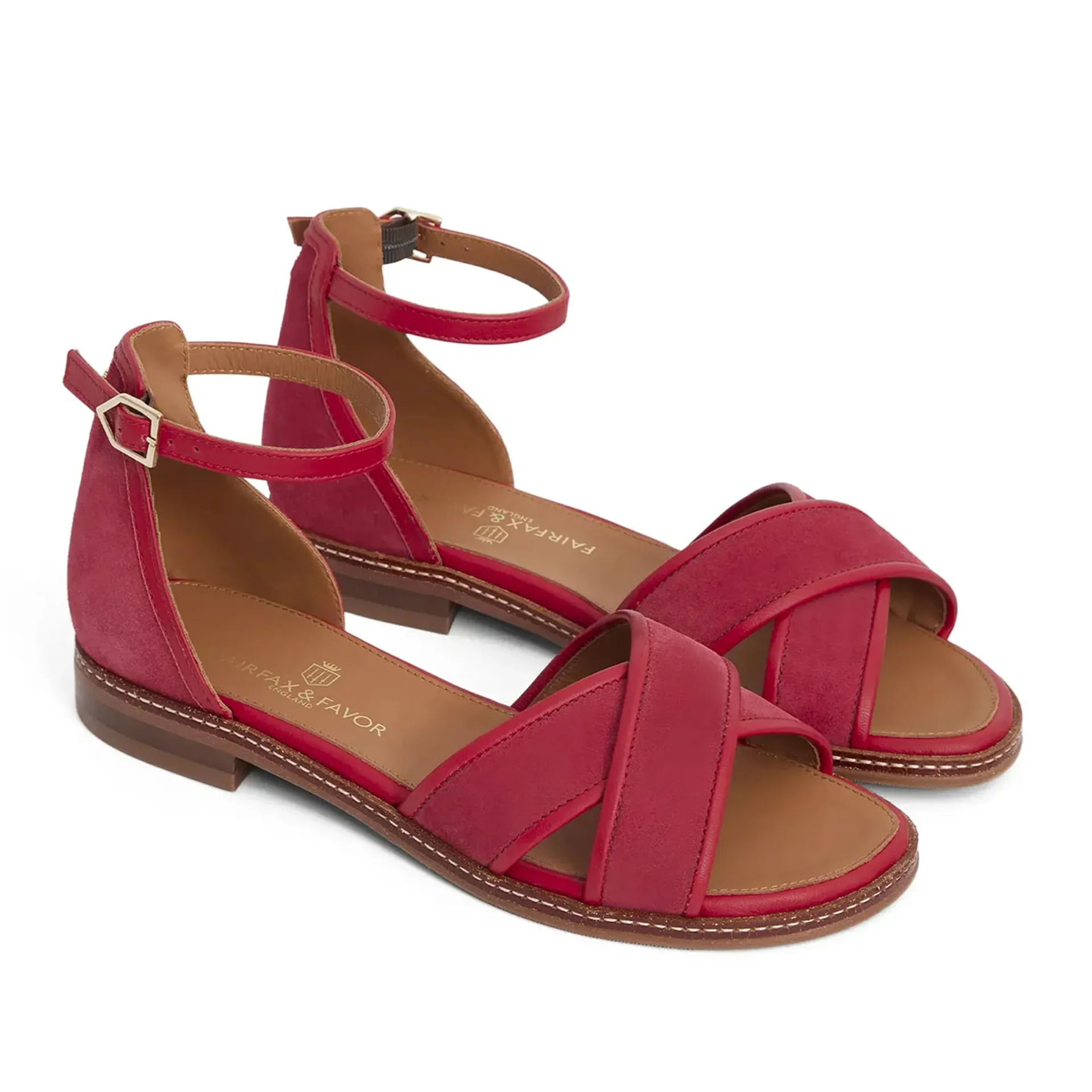 Fairfax and Favor Valencia Sandals - Cherry Suede