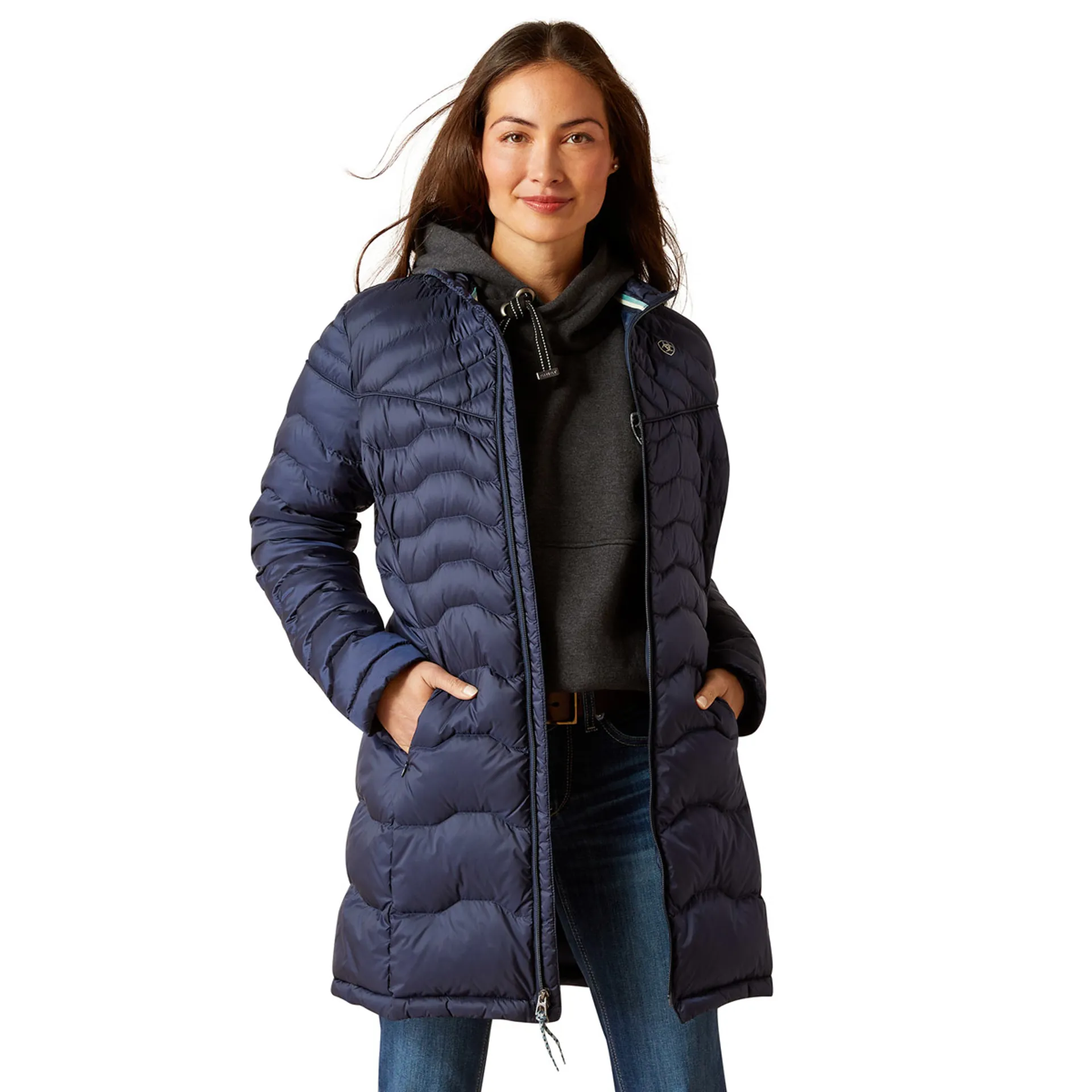 Ariat Ideal Down Ladies Long Jacket - Navy