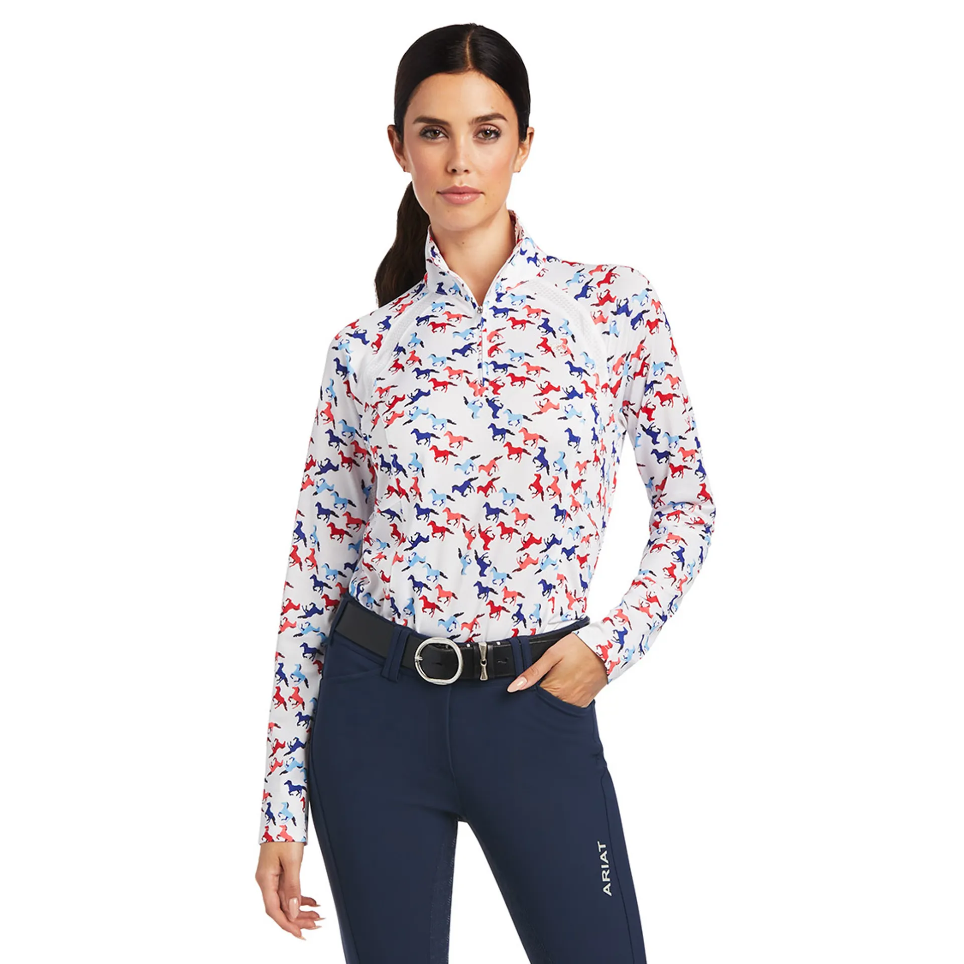 Ariat Sunstopper 2.0 Ladies Base Layer Top - Gallop Print