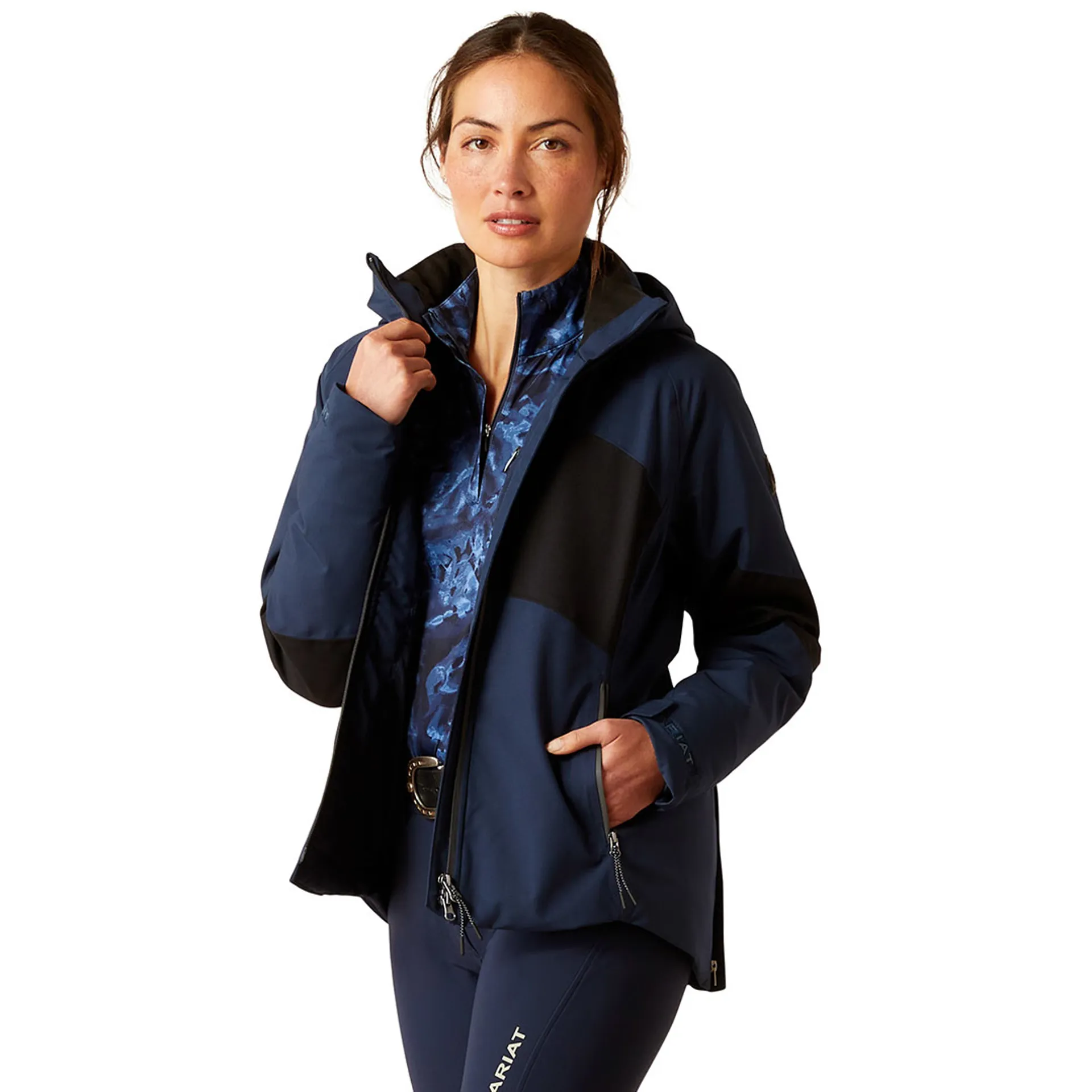 Ariat Valour H2O Ladies Waterproof Jacket - Navy Colourblock