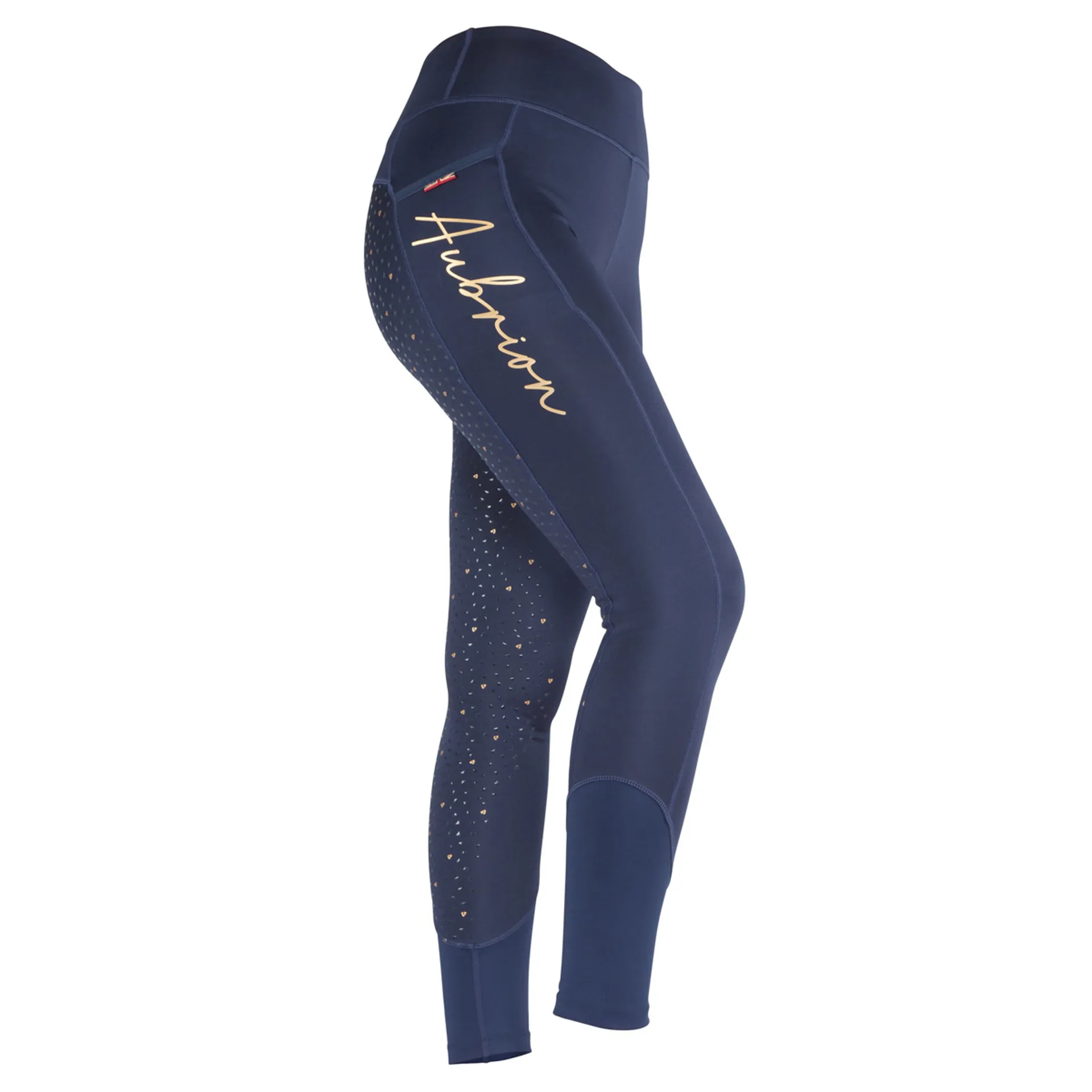 Aubrion Team Full Grip Ladies Thermal Winter Riding Tights - Navy