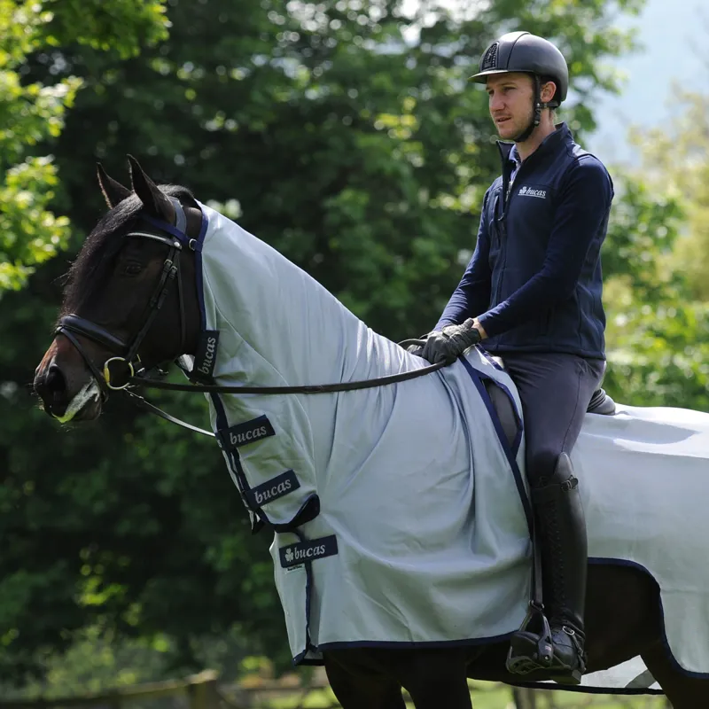 Bucas Buzz-Off Fly Mesh Riding Rug - Silver/Navy