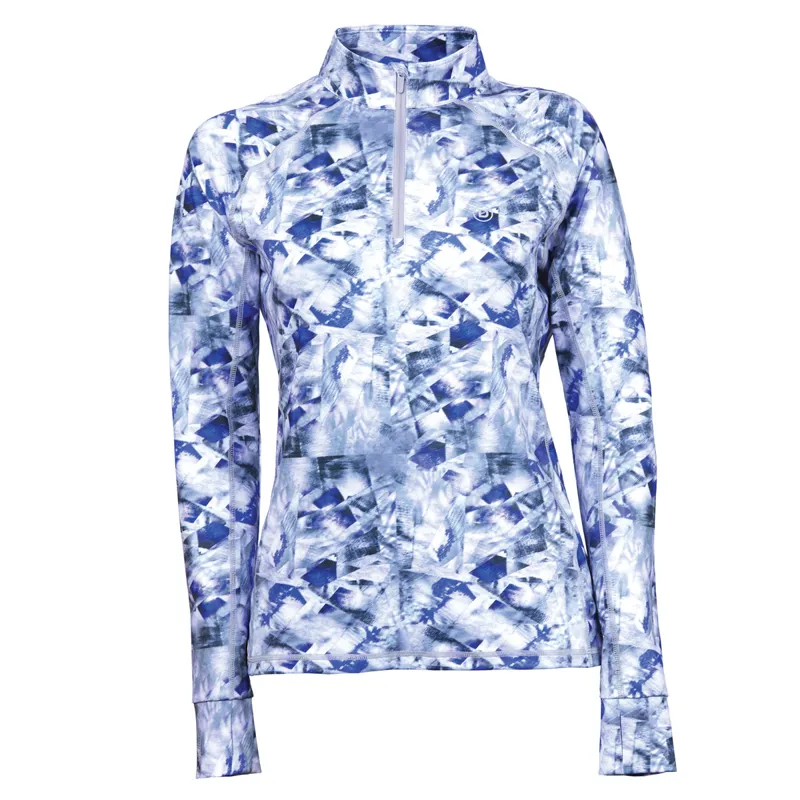 Dublin Sapphire Print Long Sleeve Ladies Top - Silver