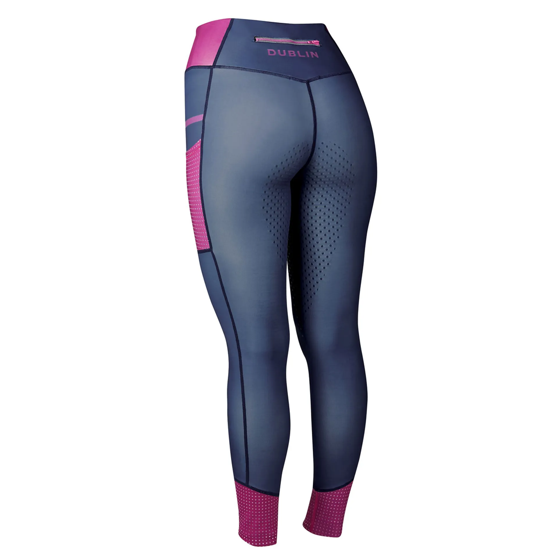 Dublin Power Tech Colour Block Ladies Riding Tights - Red Violet