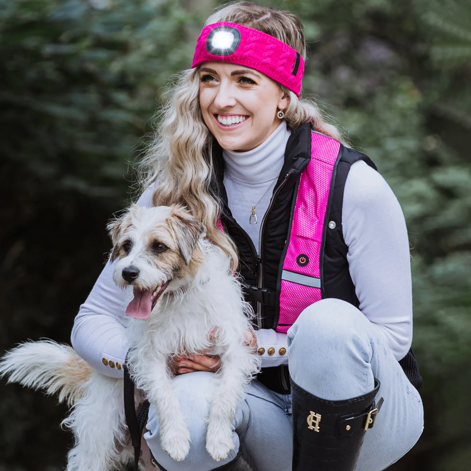 Equi Light Hi-Viz LED Adults Rider Vest - Pink/Silver