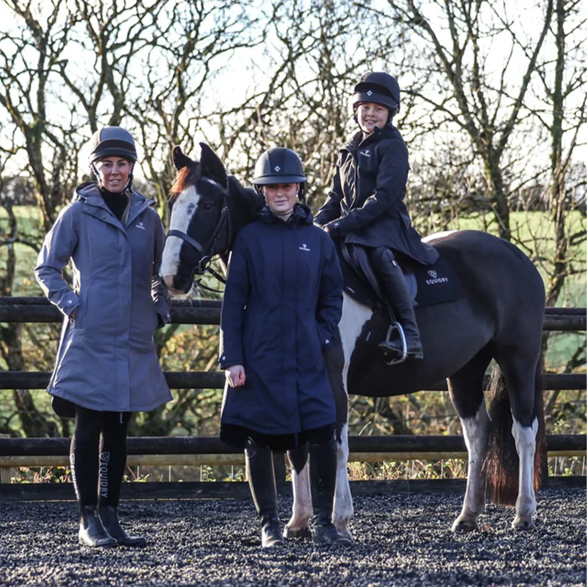 EQUIDRY Bronte Waterproof Junior Long Riding Coat - Navy