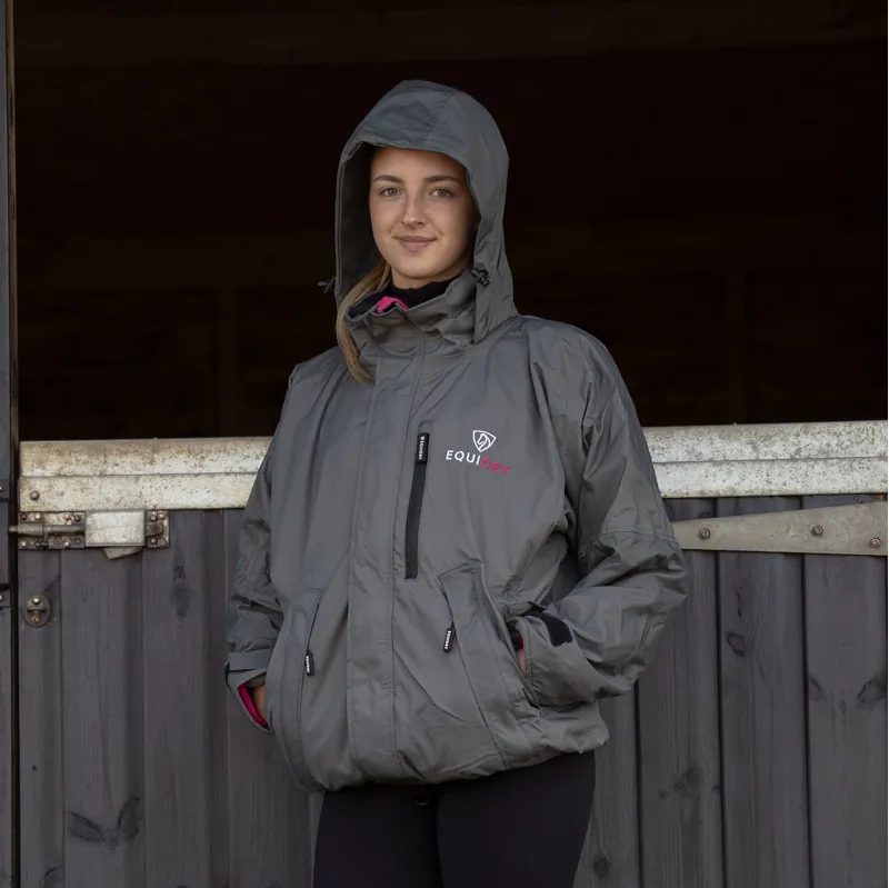 EQUIDRY Shortie Adults Waterproof Jacket Charcoal/Penelope Pink
