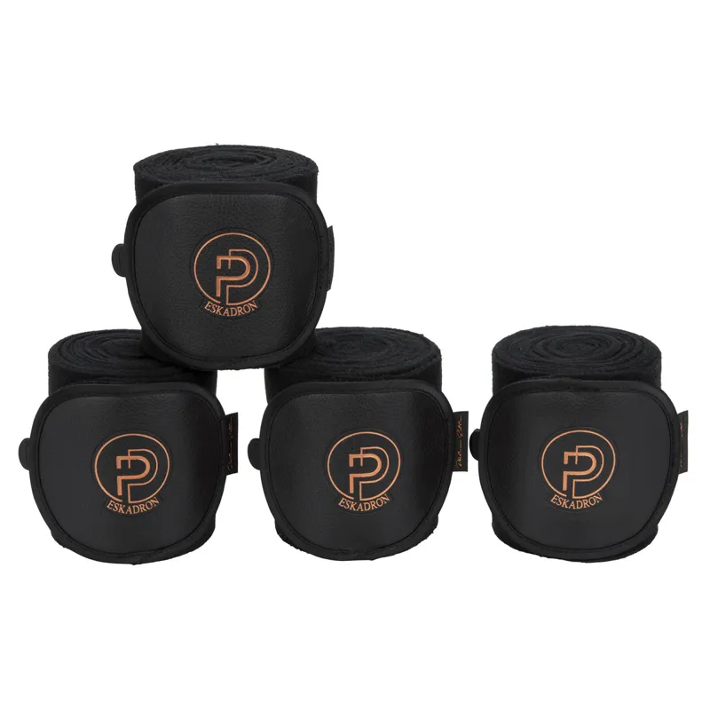 Eskadron Platinum Fleece Faux Leather Bandages - Black