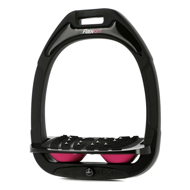 Flex-On Green Composite Ultra Grip Stirrups - Black/Black/Pink