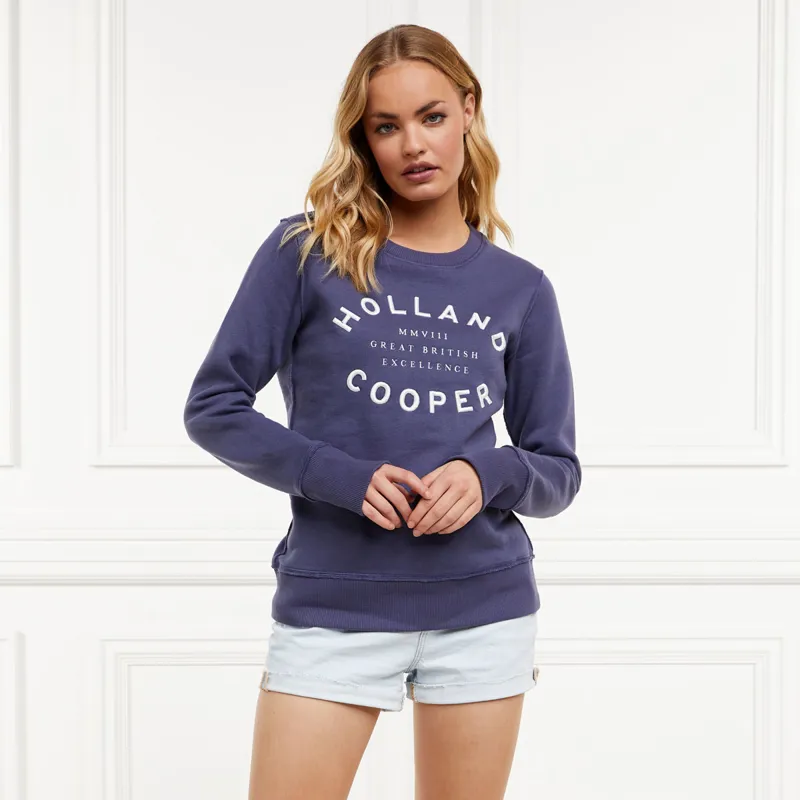 Holland Cooper Varsity Ladies Crew Pullover - Yale Blue