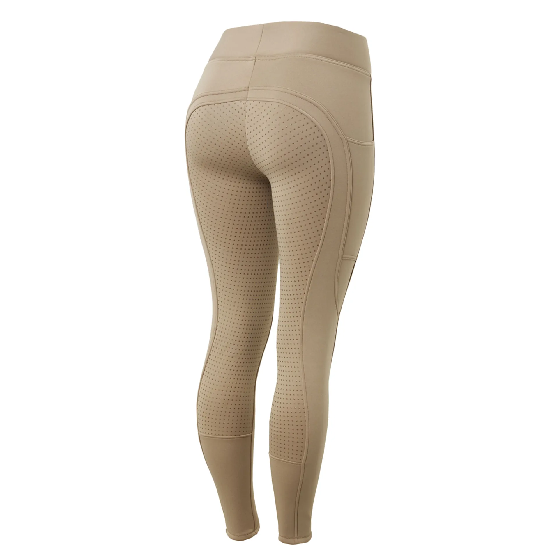 Horze Active Full Grip Ladies Winter Riding Tights - Dark Beige