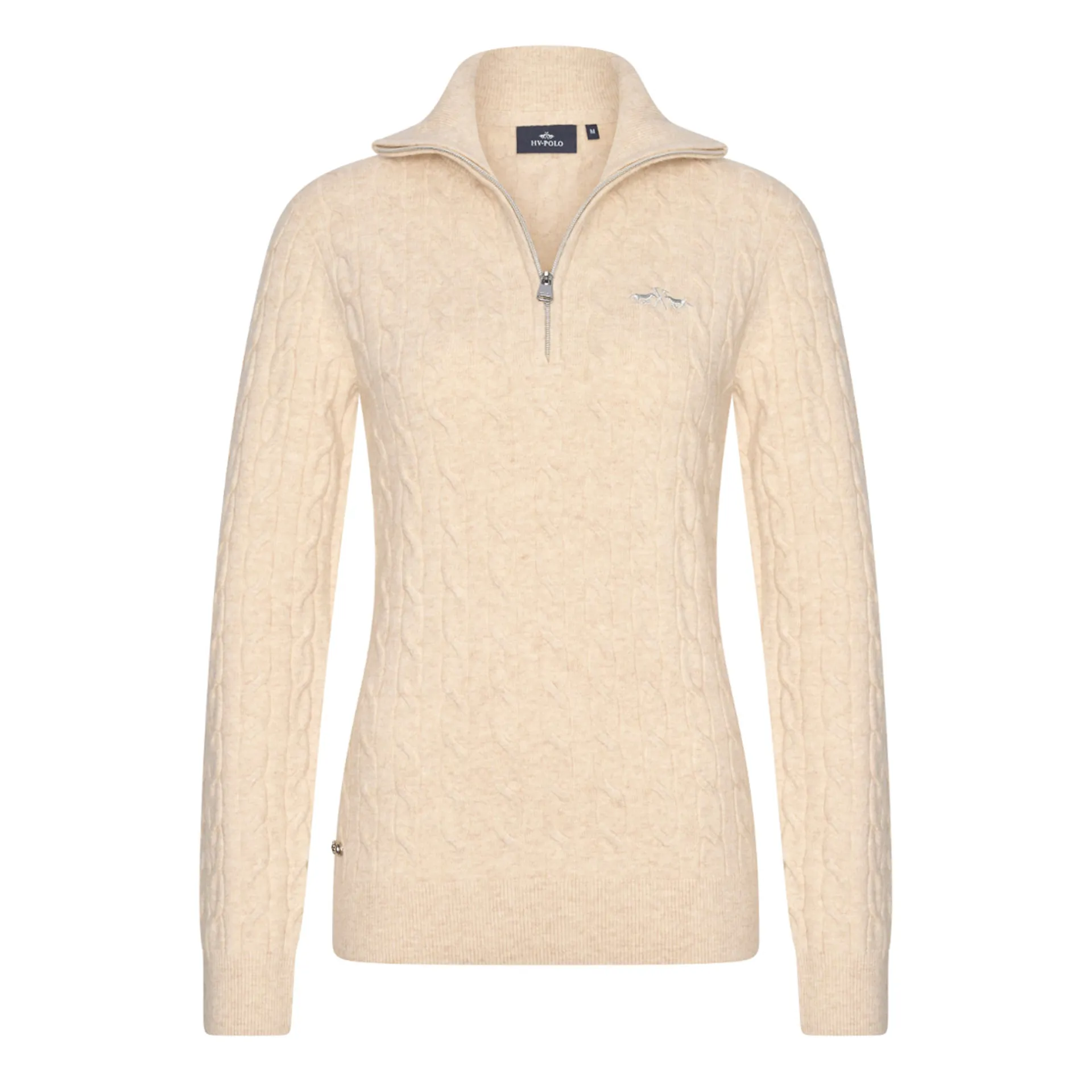 HV Polo Luna Cable Knit Ladies Pullover Jumper - Sand Melange