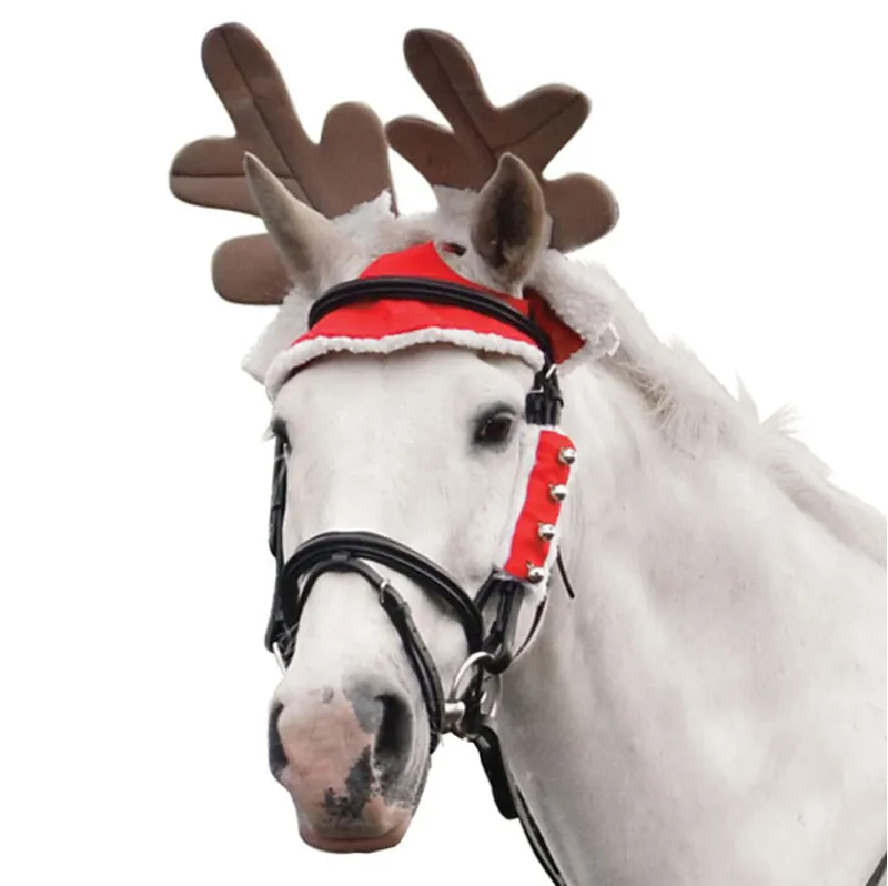 Hy Christmas Reindeer Antler Horse Hat Red White