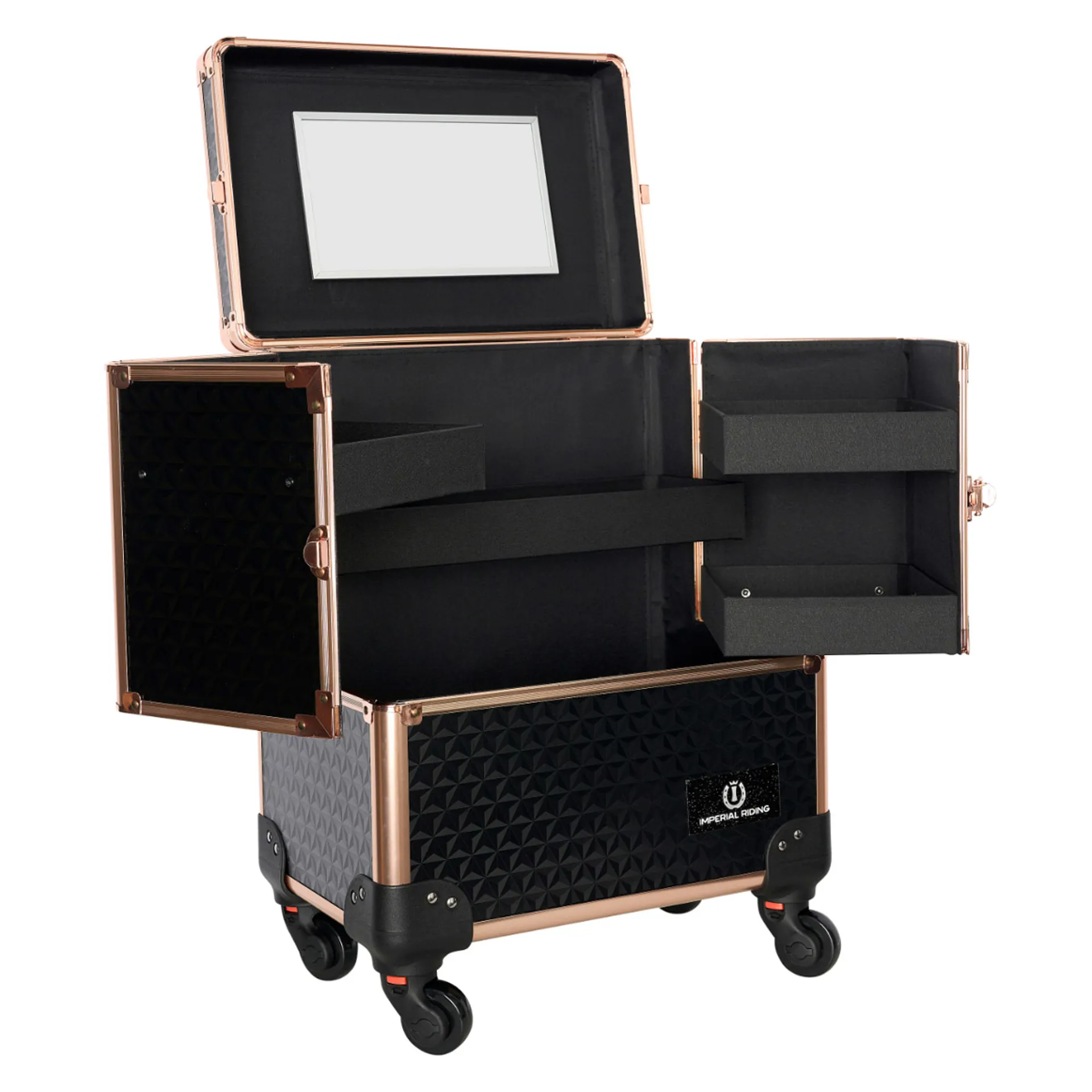 Imperial Riding Big Shiny Grooming Box - Black/Rose Gold