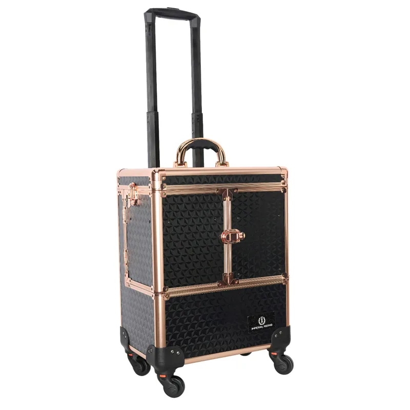 Imperial Riding Big Shiny Grooming Box - Black/Rose Gold