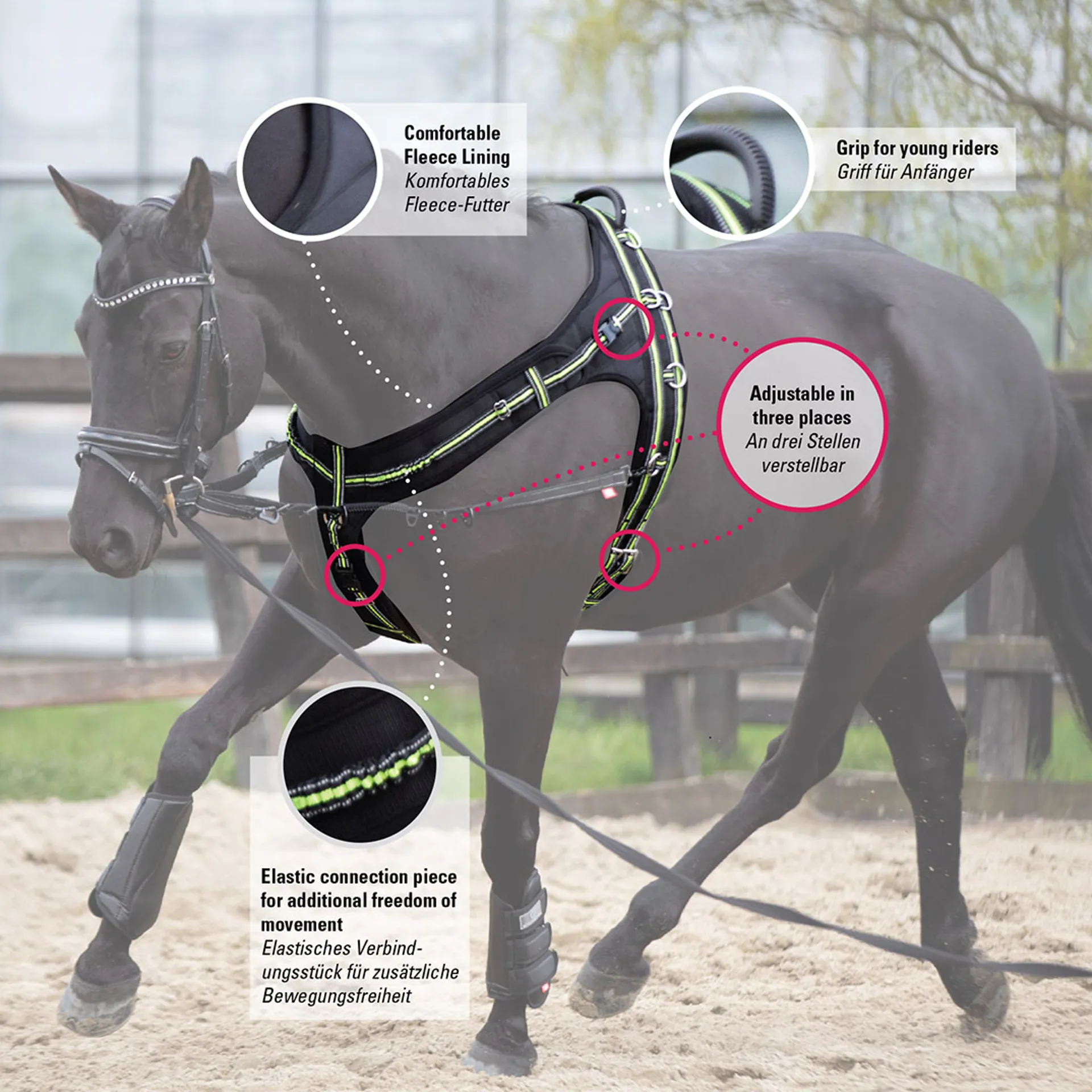 Imperial Riding Nova Lunging Girth - Black/Reflective