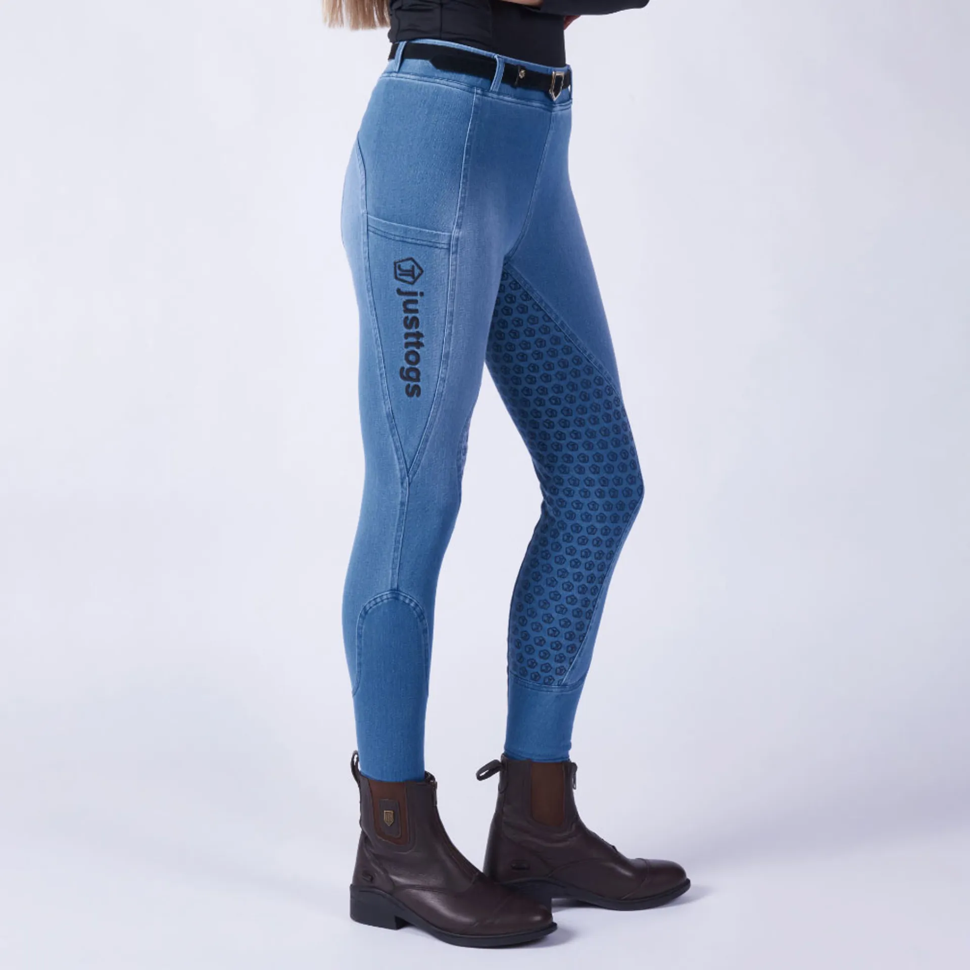 Just Togs Just Jeans Full Grip Ladies Riding Tights - Ice