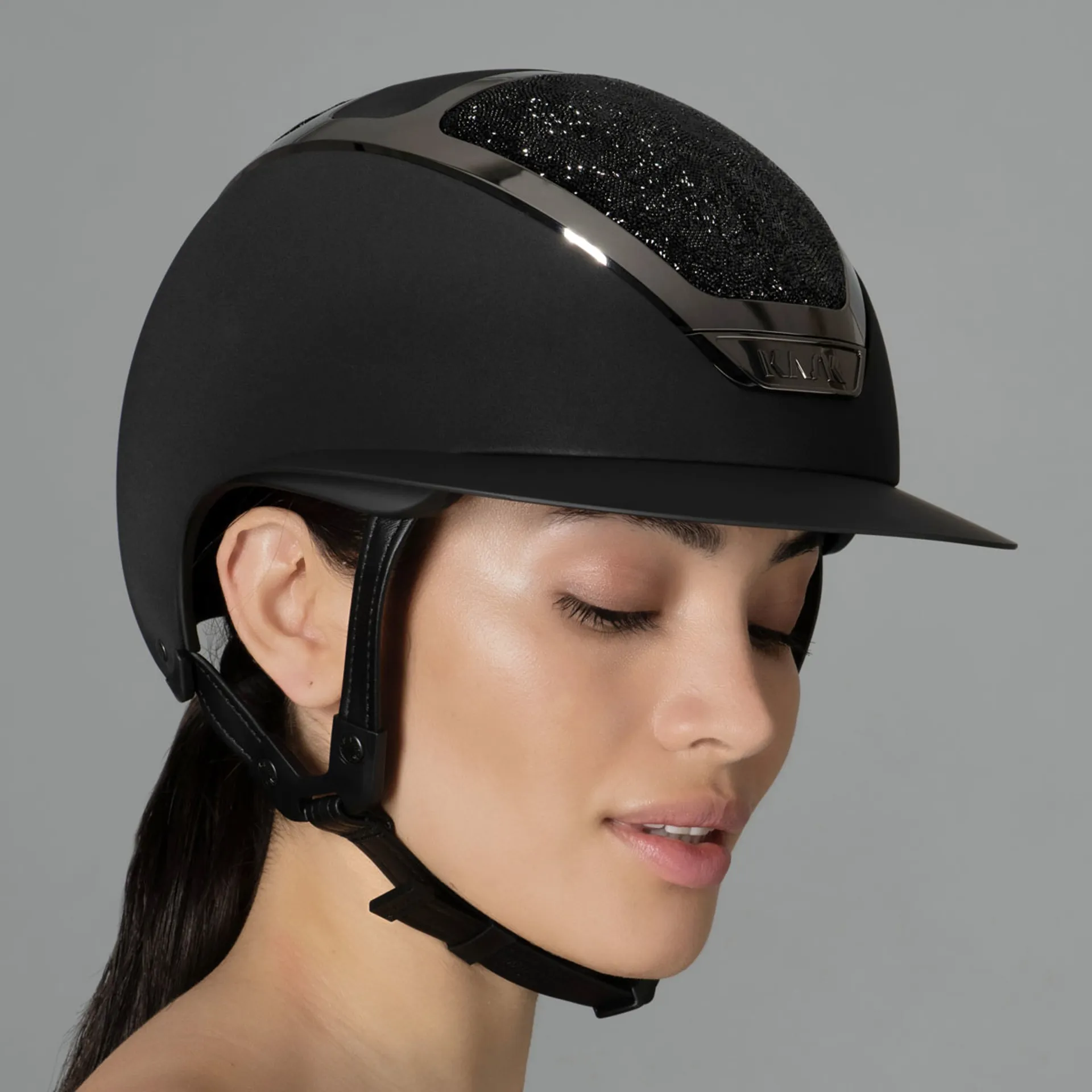KASK Dogma Chrome Crystals Midnight Riding Hat - Black