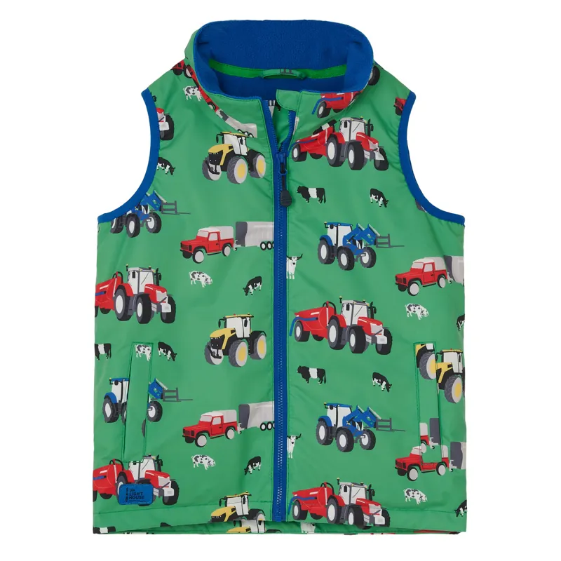 Lighthouse Alex Junior Boys Waterproof Gilet - Pea Green Tractor