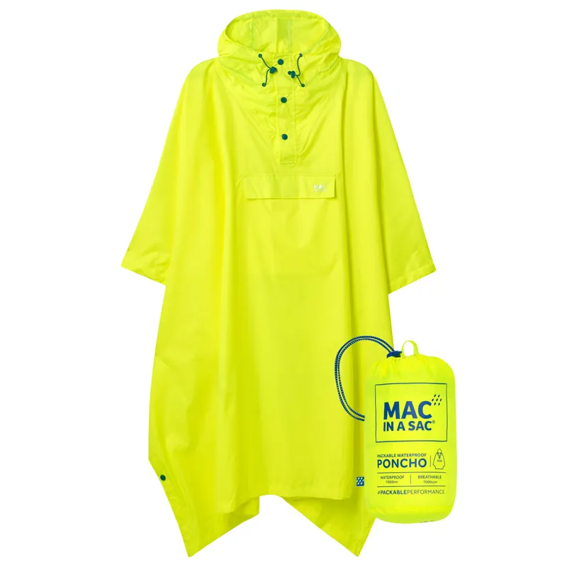 Mac In A Sac Origin 2 Unisex Waterproof Poncho Cape - Neon Yellow