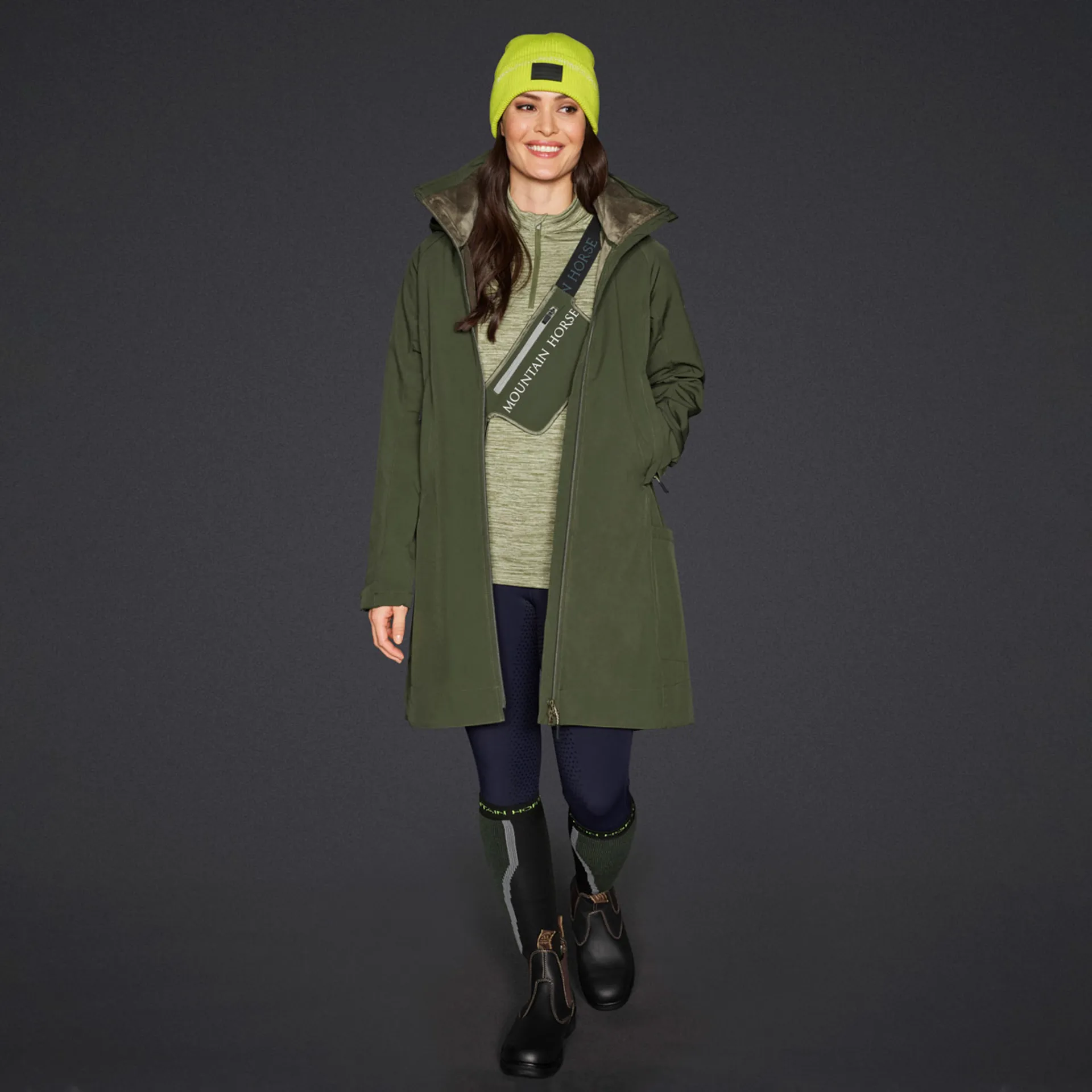 Mountain Horse Stella Softshell Ladies Long Parka Jacket - Green