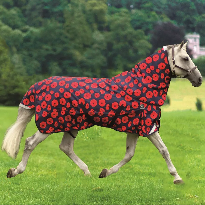 Mark Todd Detachable Neck 250g Turnout Rug - Poppy Print