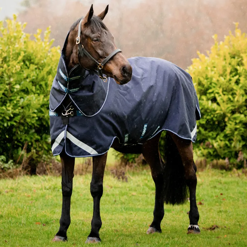 Rambo Duo Force 100g Turnout Rug with 2 Liners Bundle Navy/White
