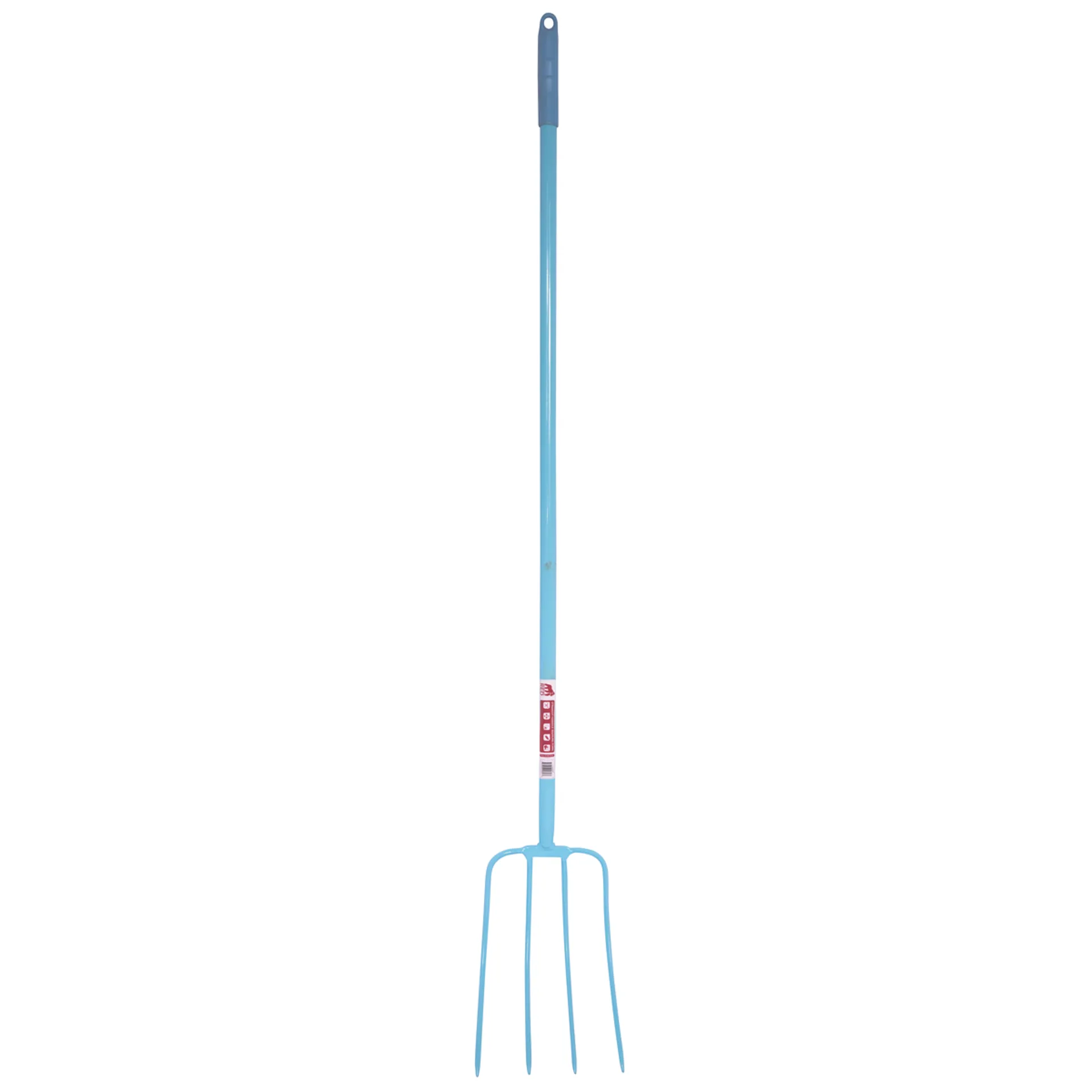 Red Gorilla 4-Prong Manure Fork with Straight Handle - Sky Blue