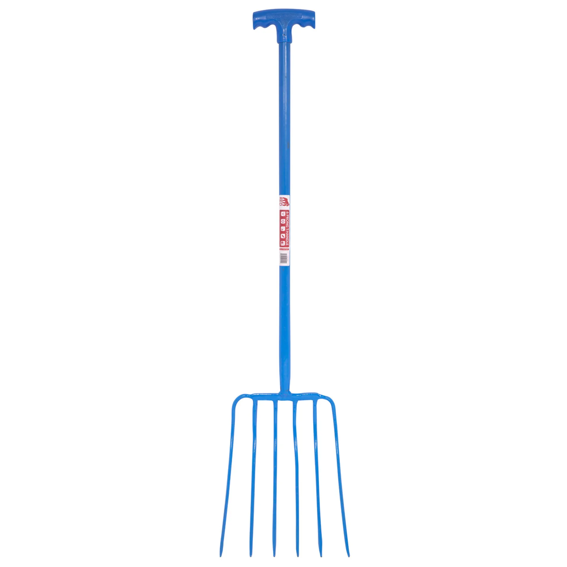 Red Gorilla 6-Prong Manure Fork With T-Handle - Blue