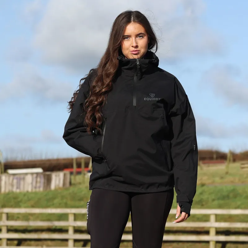 EQUIDRY Storm Smock Waterproof Quarter Zip Jacket - Black