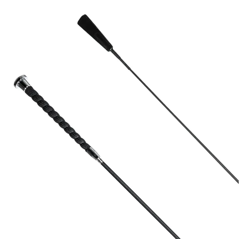 Redpost Spiral Handle Dressage Whip with Cap - Black