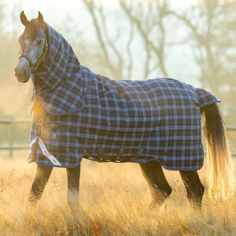 Rhino Plus Lite 0g Turnout Rug - Navy Check/Indigo
