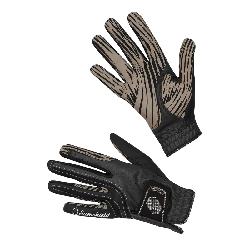 Samshield V-Skin Swarovski Riding Gloves - Black/Grey/Clear