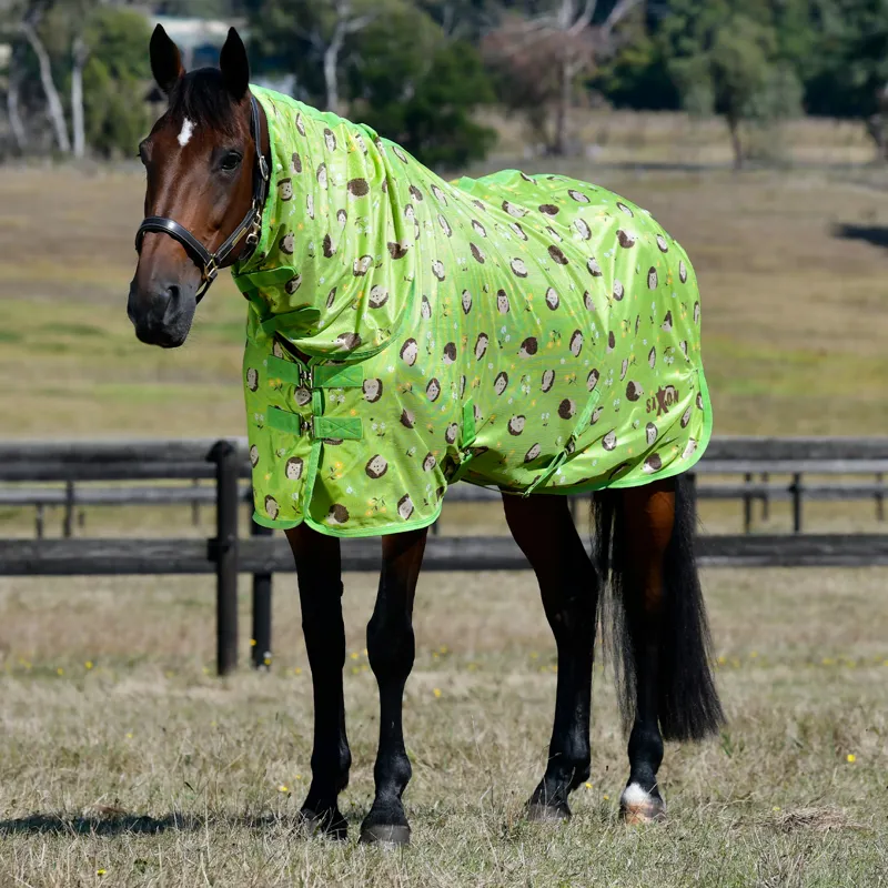 Saxon Mesh Combo Neck Fly Rug - Hedgehogs