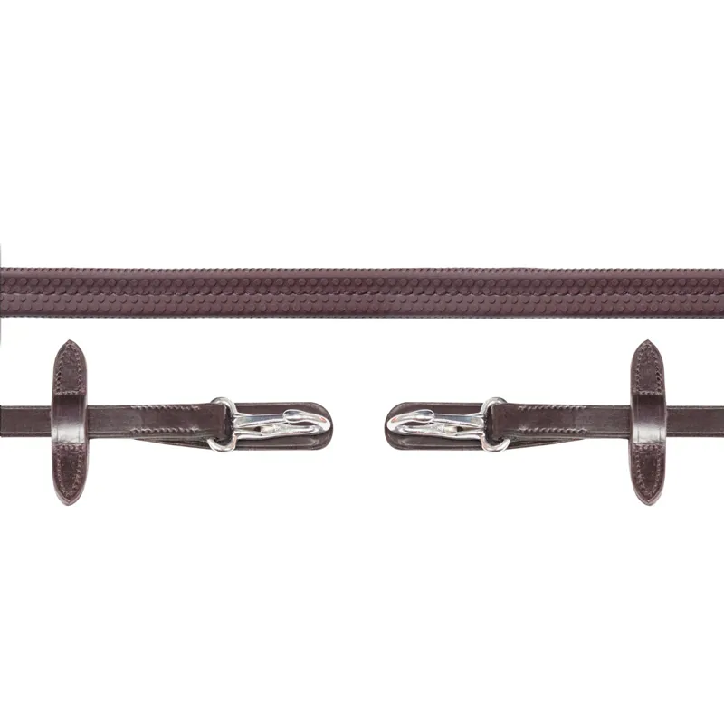 Schockemohle Rubber Reins with Clips - Brown/Silver