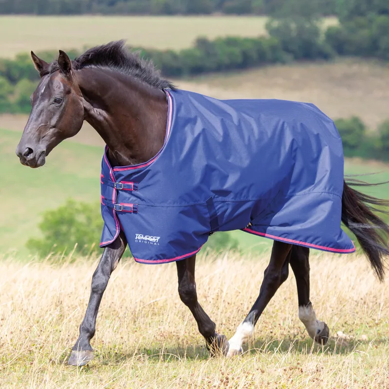 Shires Tempest Original 100 Standard Neck Turnout Rug - Navy/Pink