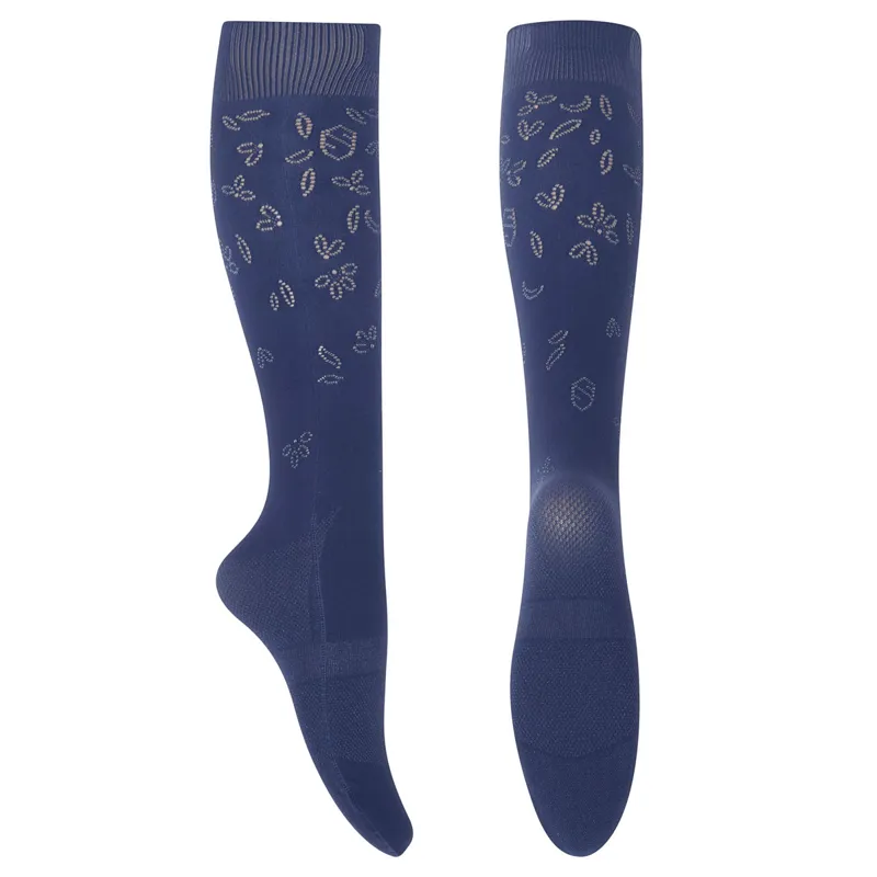 Samshield Balzane Flower Ladies Riding Socks - Navy/Powder Blue