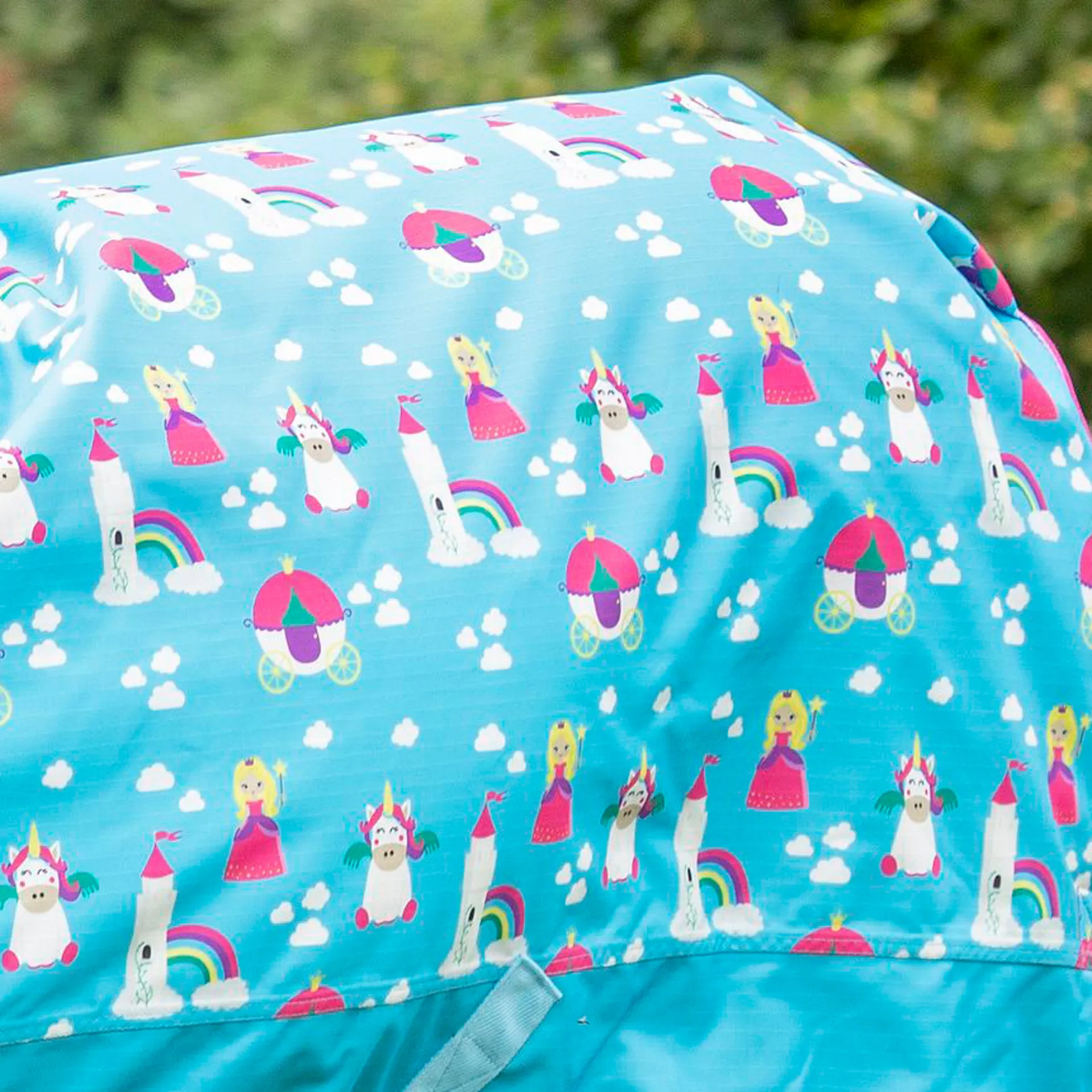 Shires Tikaboo 200g Combo Neck Turnout Rug Princess Unicorn/Blue